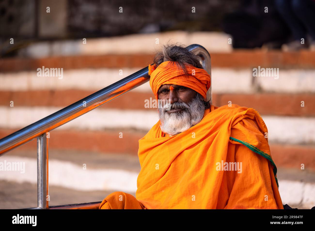Varanasi, India: Portrait of Unidentified Indian holy sadhu male ...