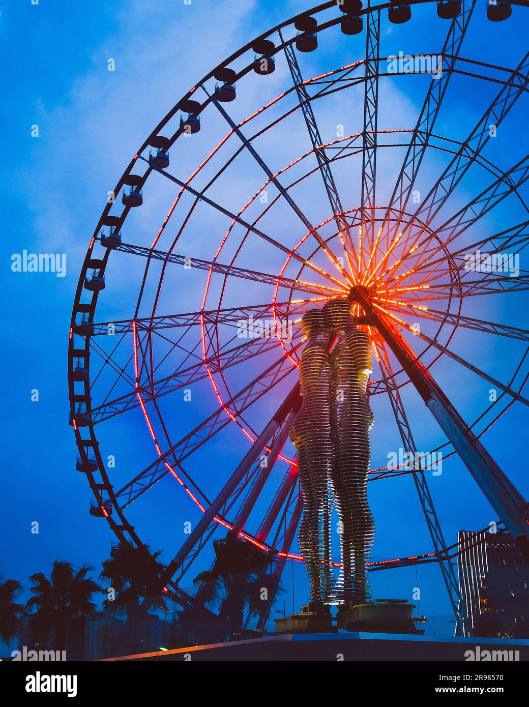 Batumi, Georgia - 25th november, 2021: vertical view giant metal ...