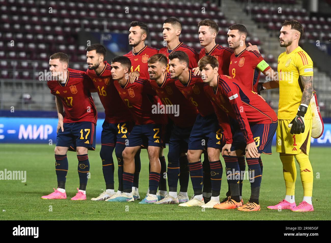 Bucharest, Romania. 24th June, 2023. Spain players lineup for team ...