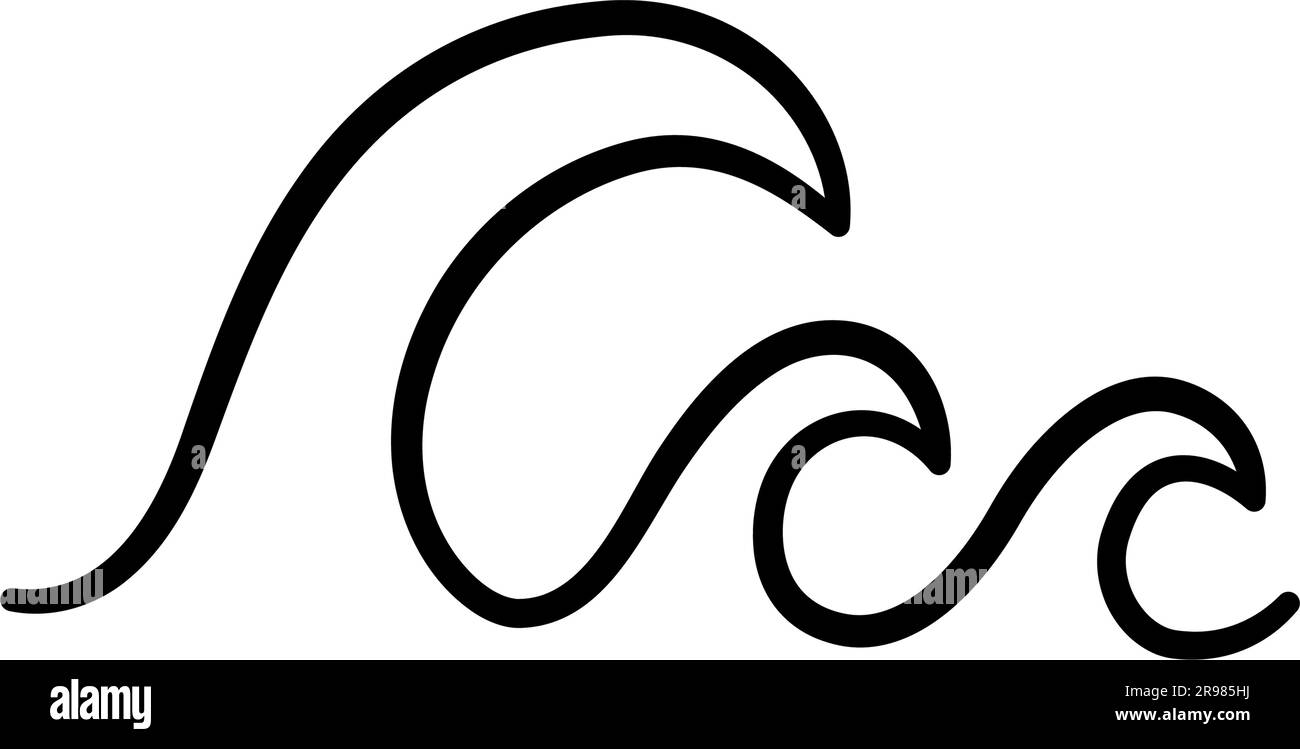 Doodle Sea Wave Icon Hand Drawn Simple Wavy Line Sea Storm Scribble