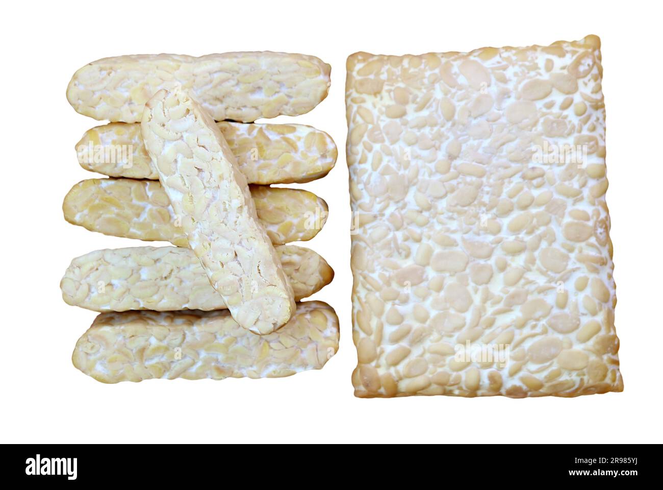 Whole and Sliced Fresh Tempeh, a High Plant Protein Source Isolated on ... Whole and Sliced Fresh Tempeh, a High Plant Protein Source Isolated on ...