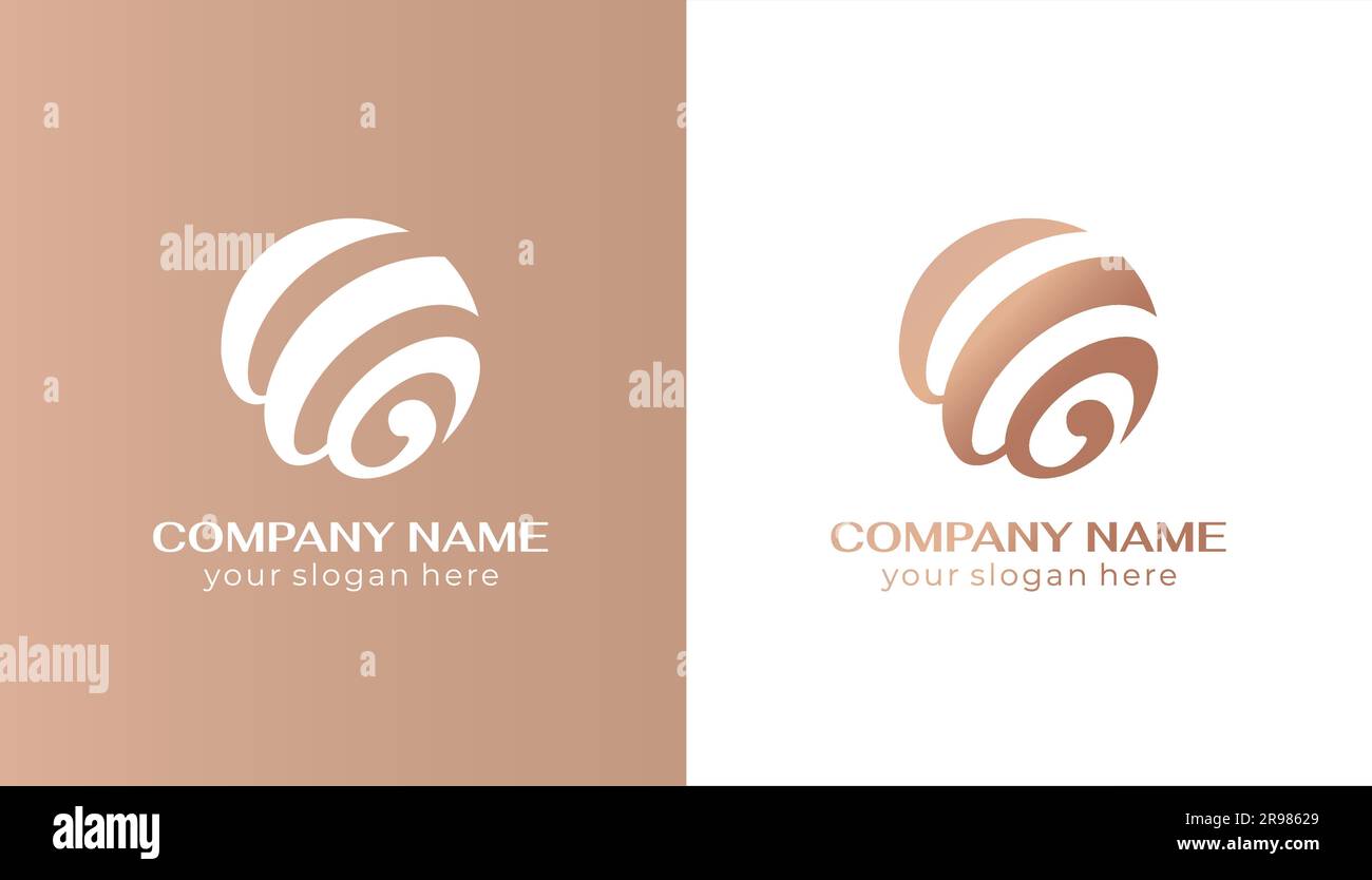 Round spiral ball logo. Creative sphere. Letters W and G. Template for ...