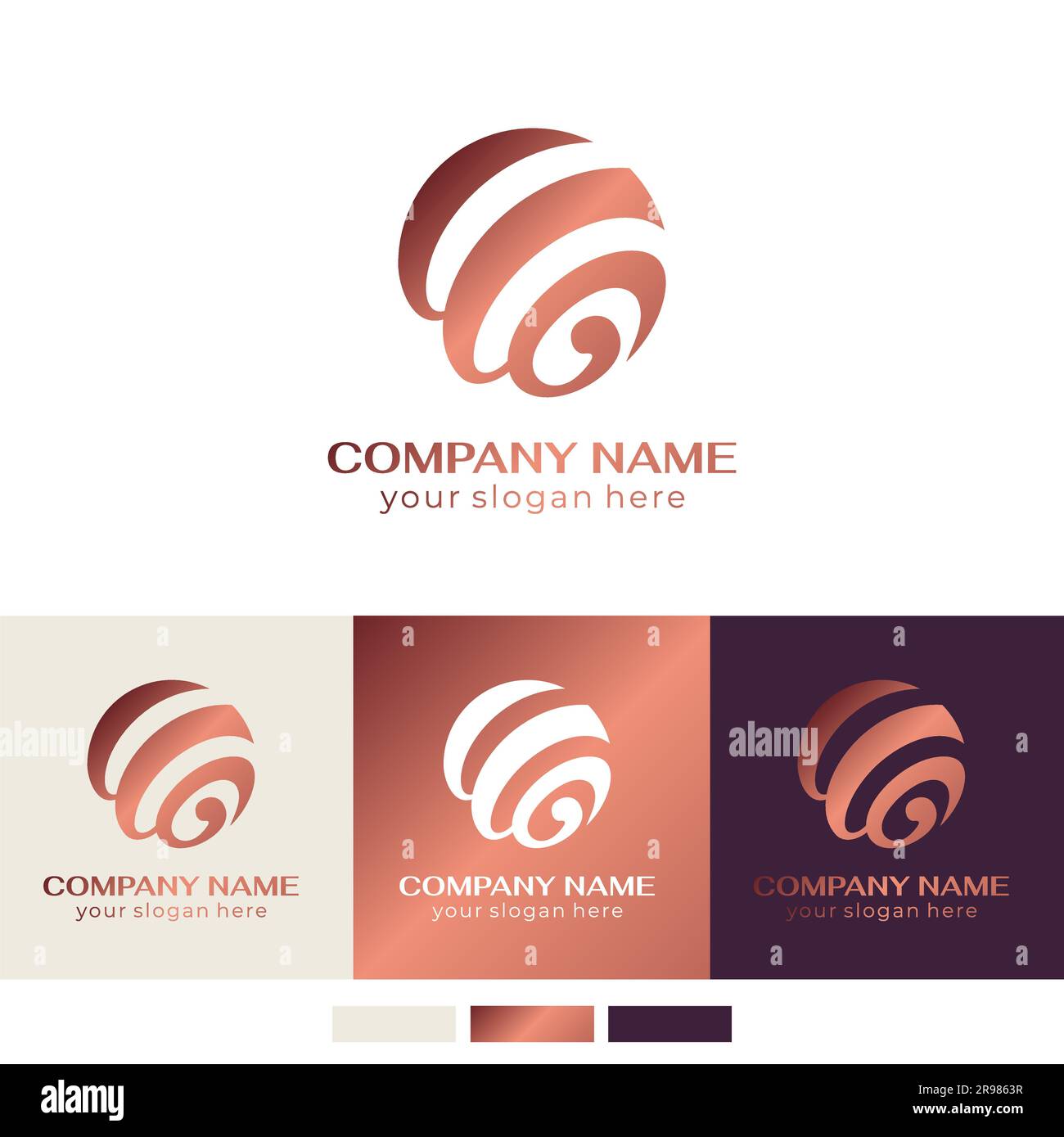 Round spiral ball logo. Creative sphere. Letters W and G. Template for ...