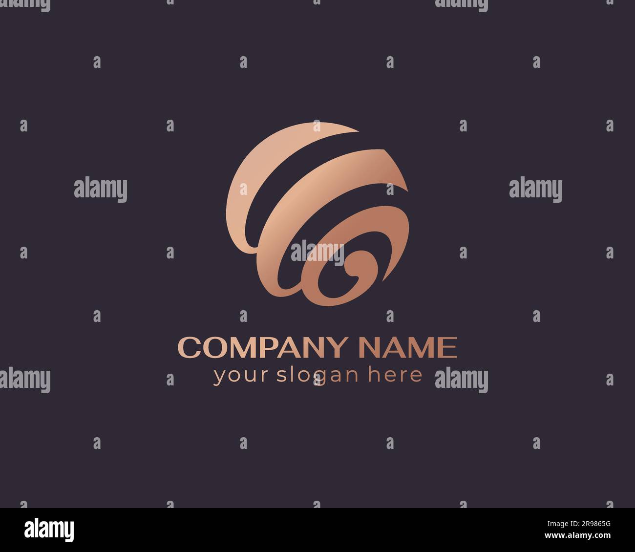 Round spiral ball logo. Creative sphere. Letters W and G. Template for ...