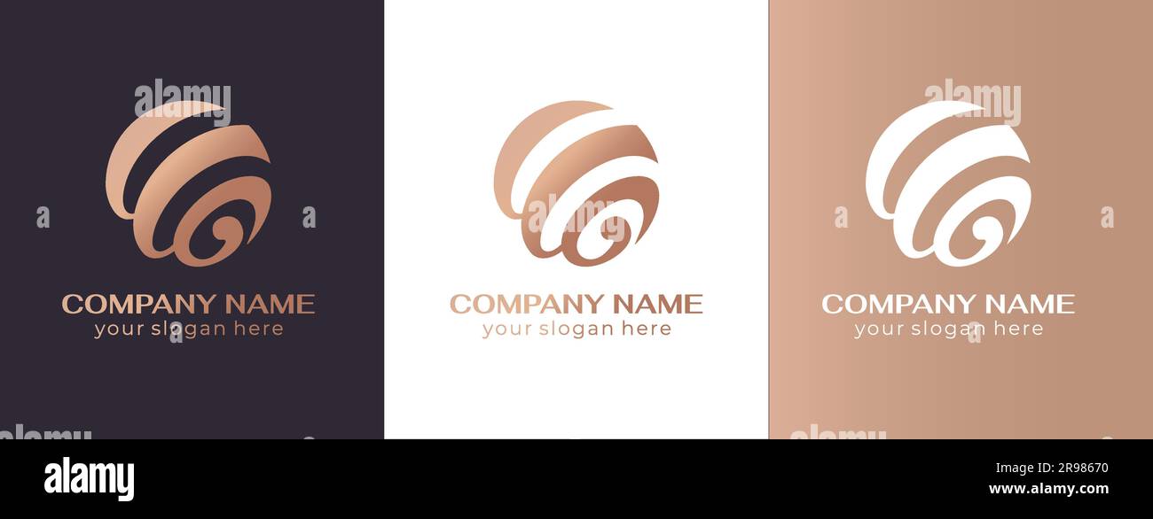 Round spiral ball logo. Creative sphere. Letters W and G. Template for ...