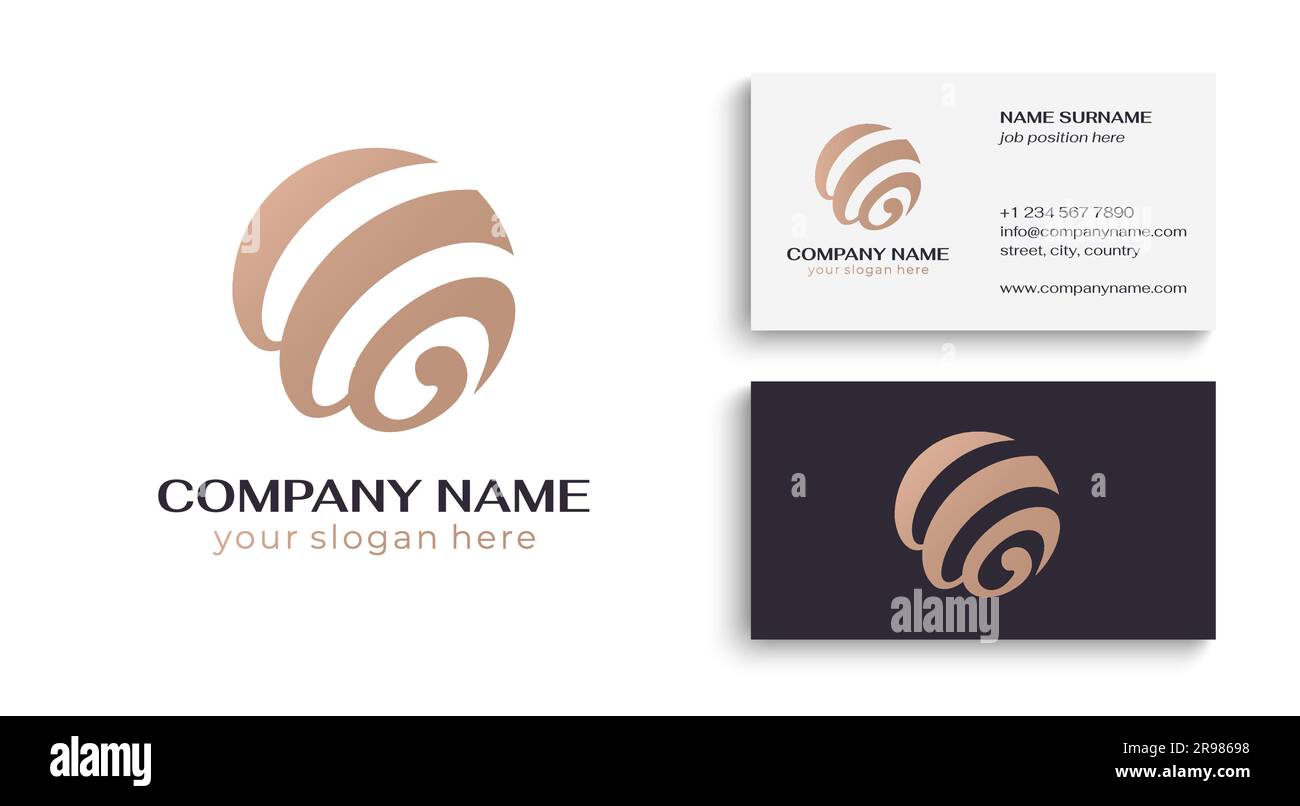 Round spiral ball logo. Creative sphere. Letters W and G. Template for ...