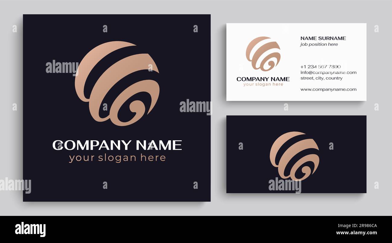 Round spiral ball logo. Creative sphere. Letters W and G. Template for ...