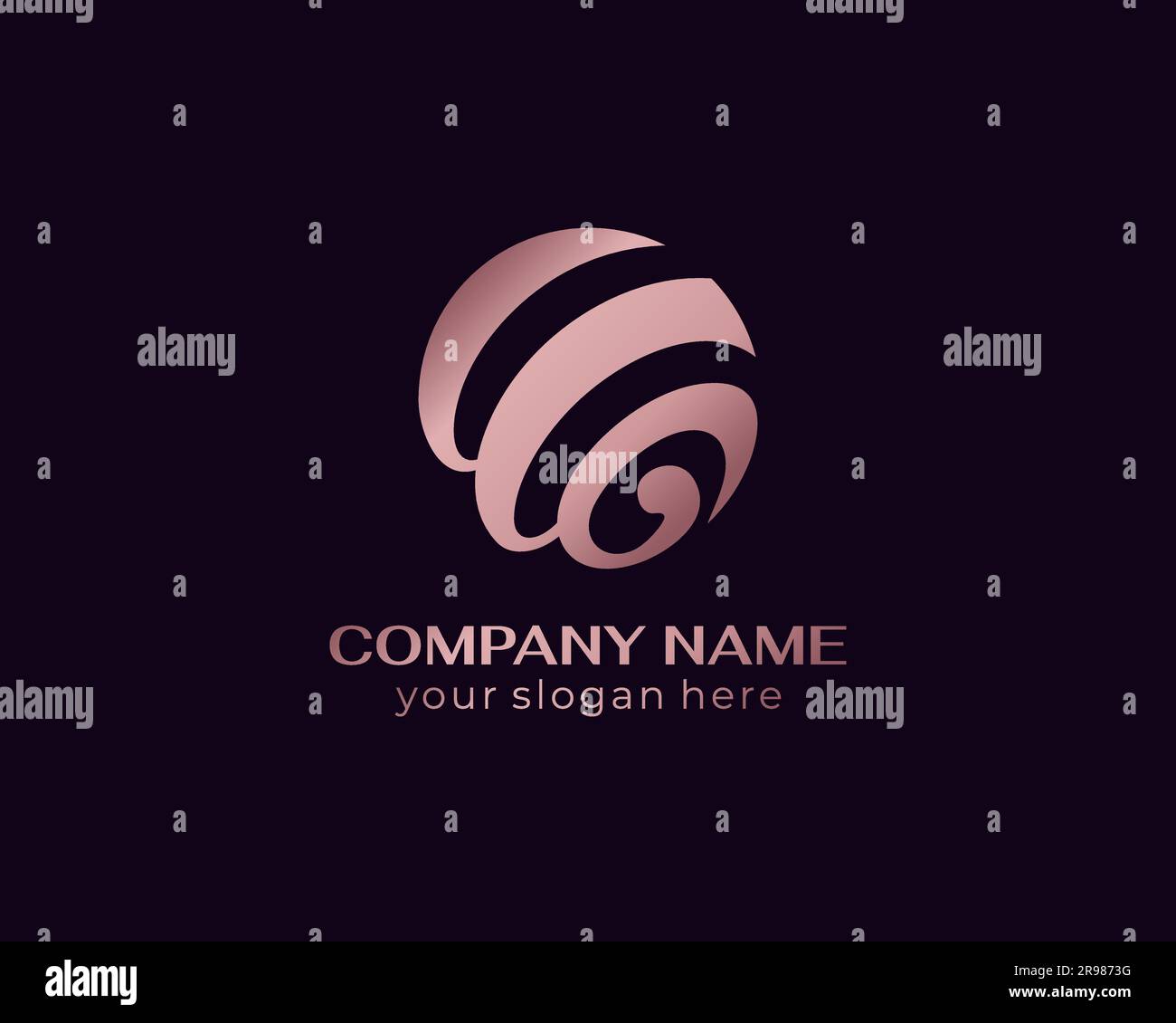 Round spiral ball logo. Creative sphere. Letters W and G. Template for ...