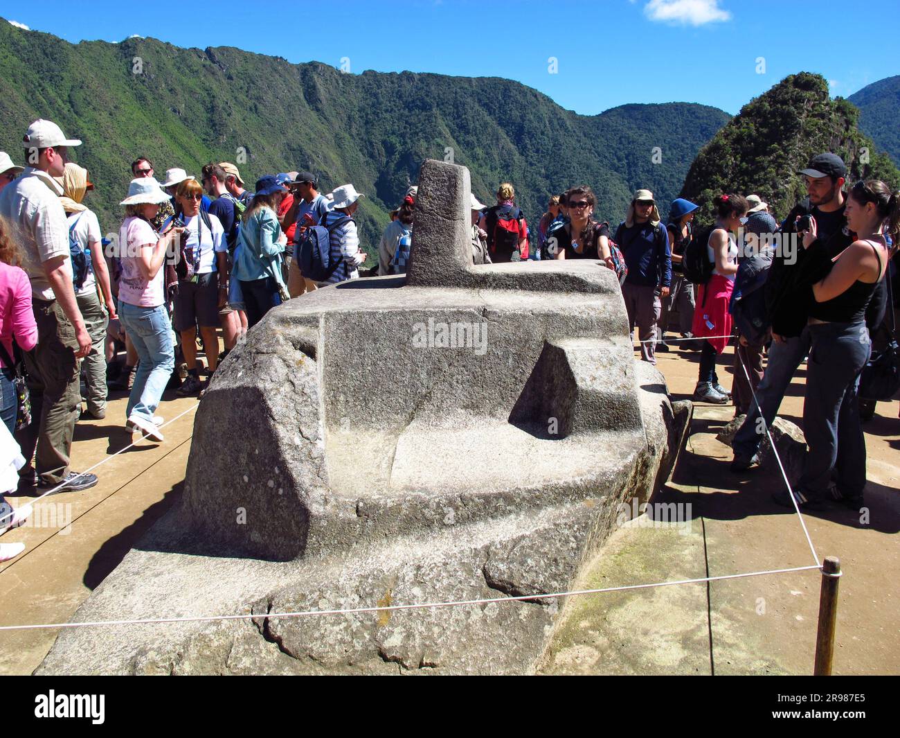 People in Machu Picchu in Andes mountains, Peru, South America Stock ...