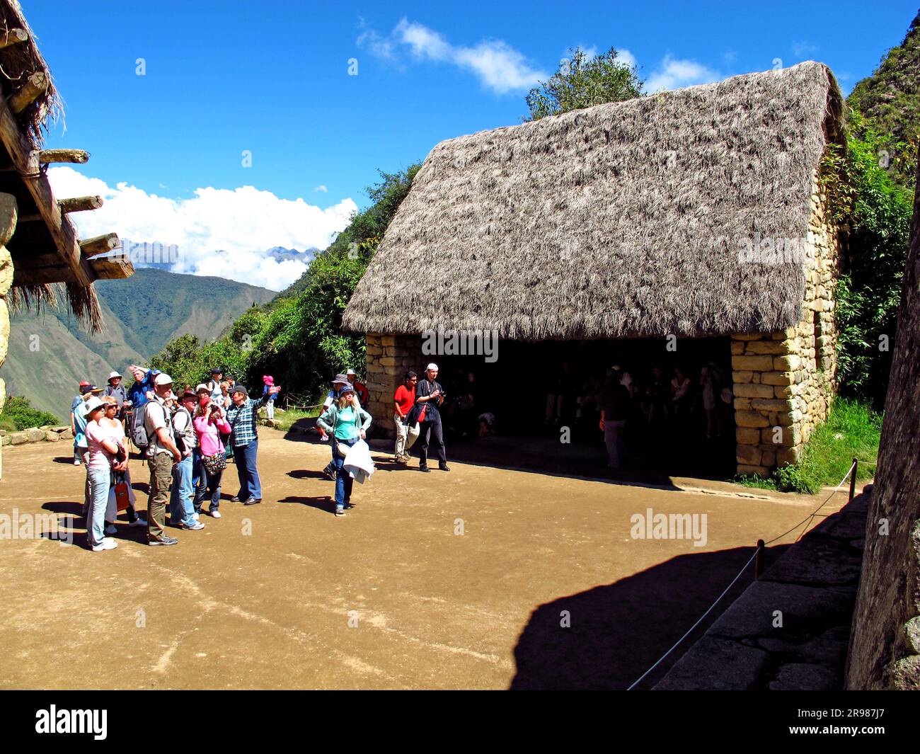 People in Machu Picchu in Andes mountains, Peru, South America Stock ...