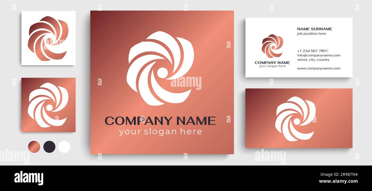 Round spiral logo. Swirling elegant waves of fabric. Template for ...