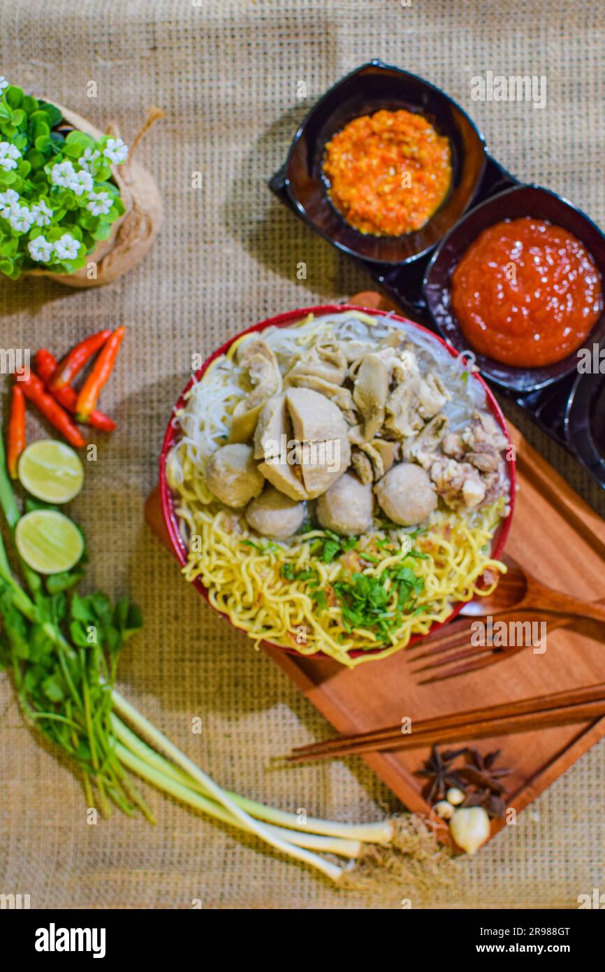 Indonesian Food: Photo products of various variants of Meatballs with ...