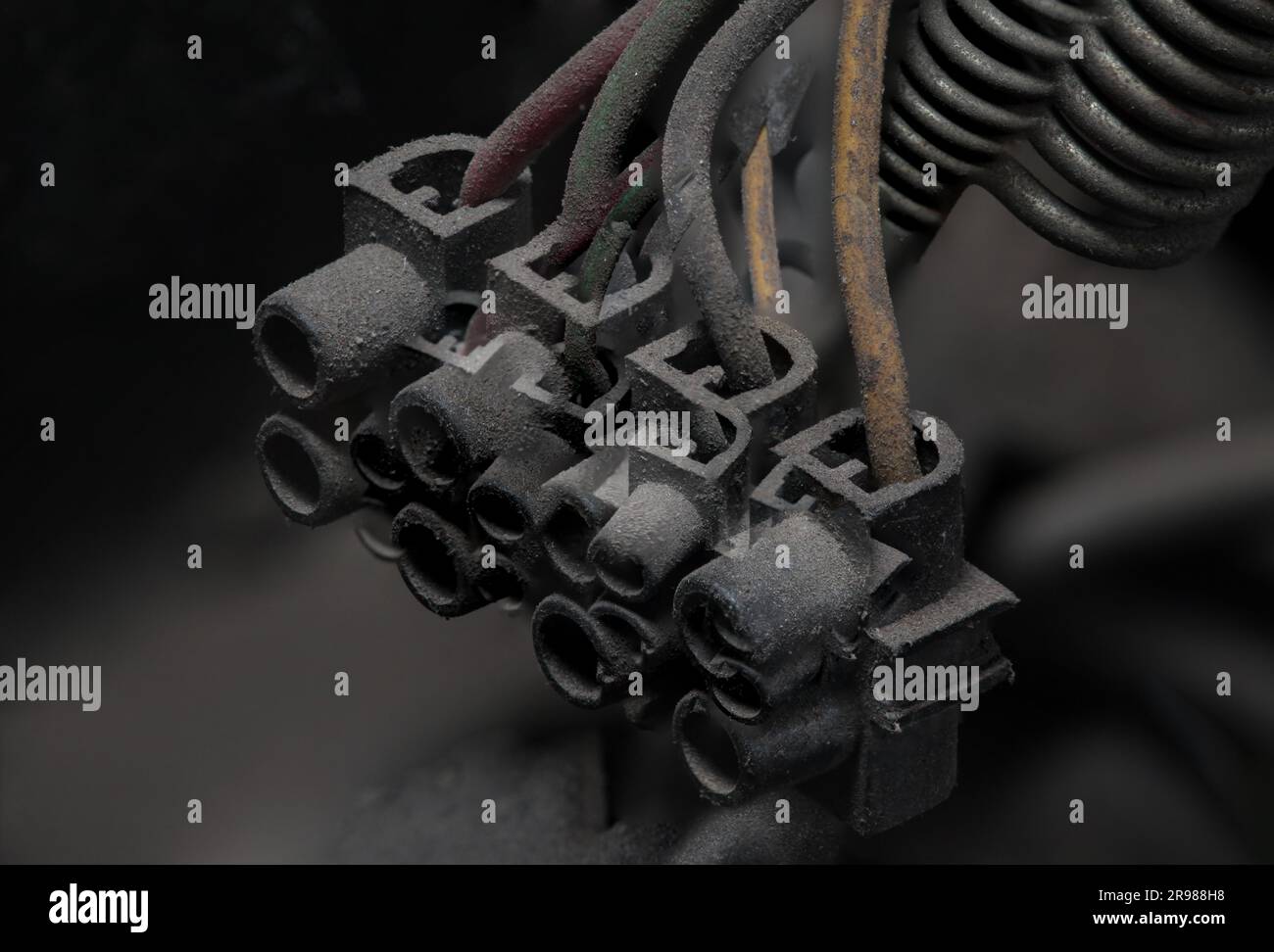 dirty Electrical cable connection terminal block Stock Photo - Alamy