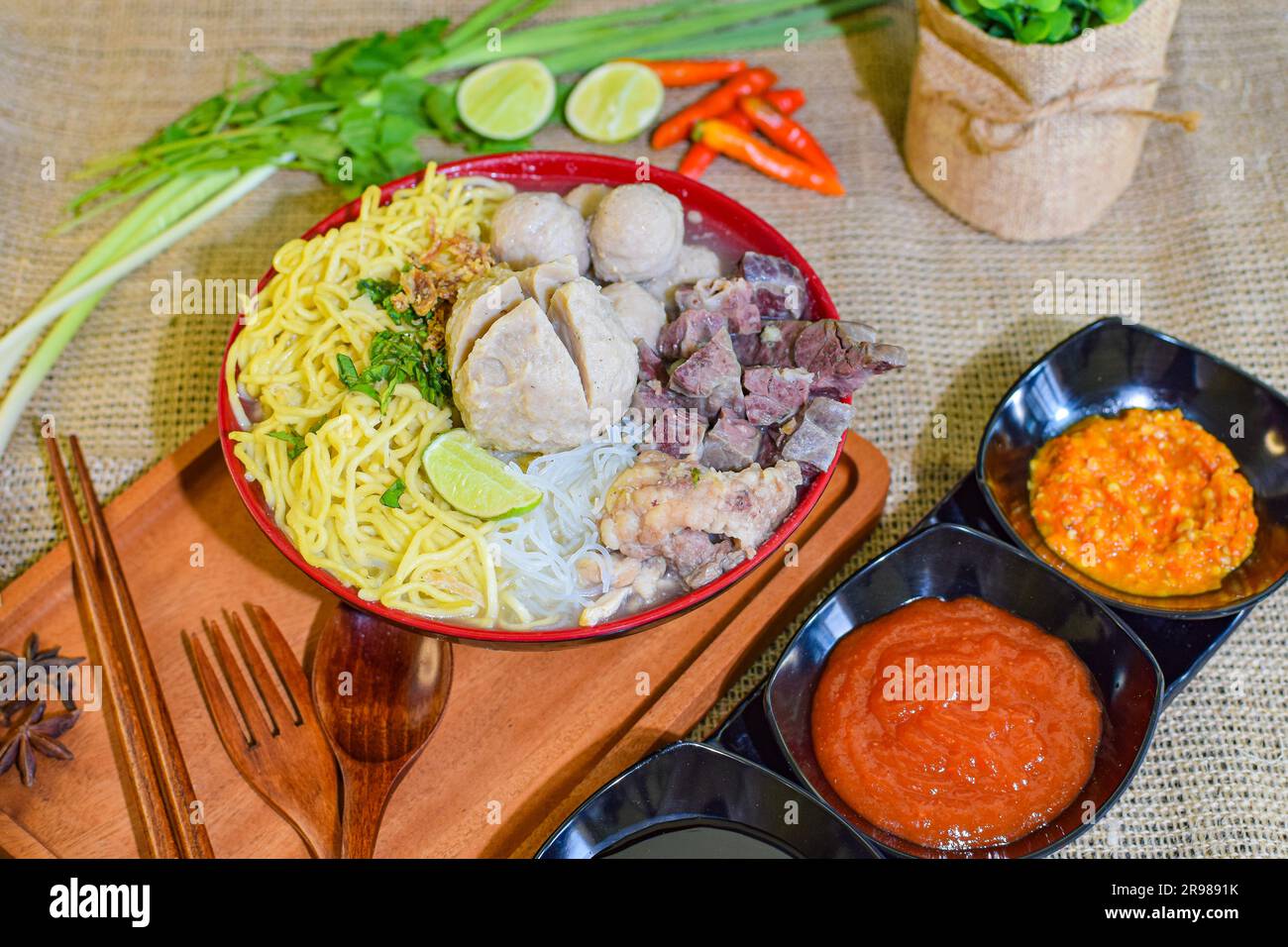 Indonesian Food: Photo products of various variants of Meatballs with ...