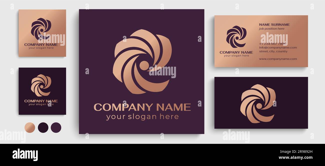 Round spiral logo. Swirling elegant waves of fabric. Template for ...