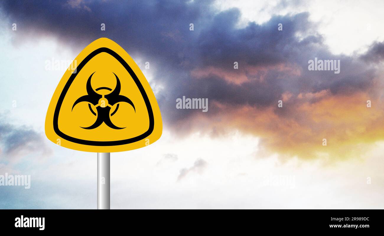 warning sign on sky background Stock Photo - Alamy