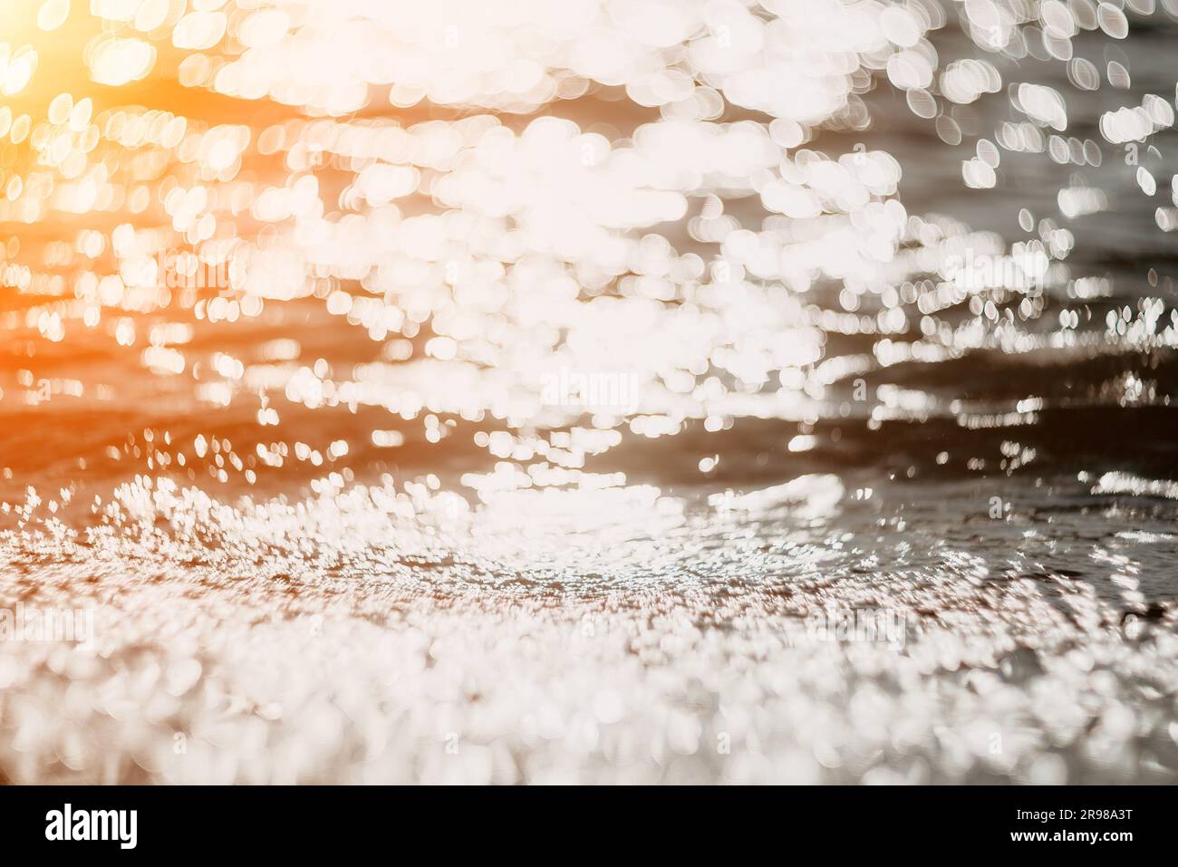 Abstract sea summer ocean sunset nature background. Small waves on ...