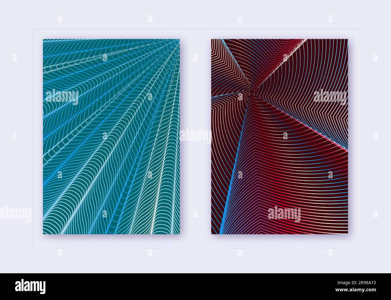 Cover design template set. Abstract lines modern brochure layout. Red ...