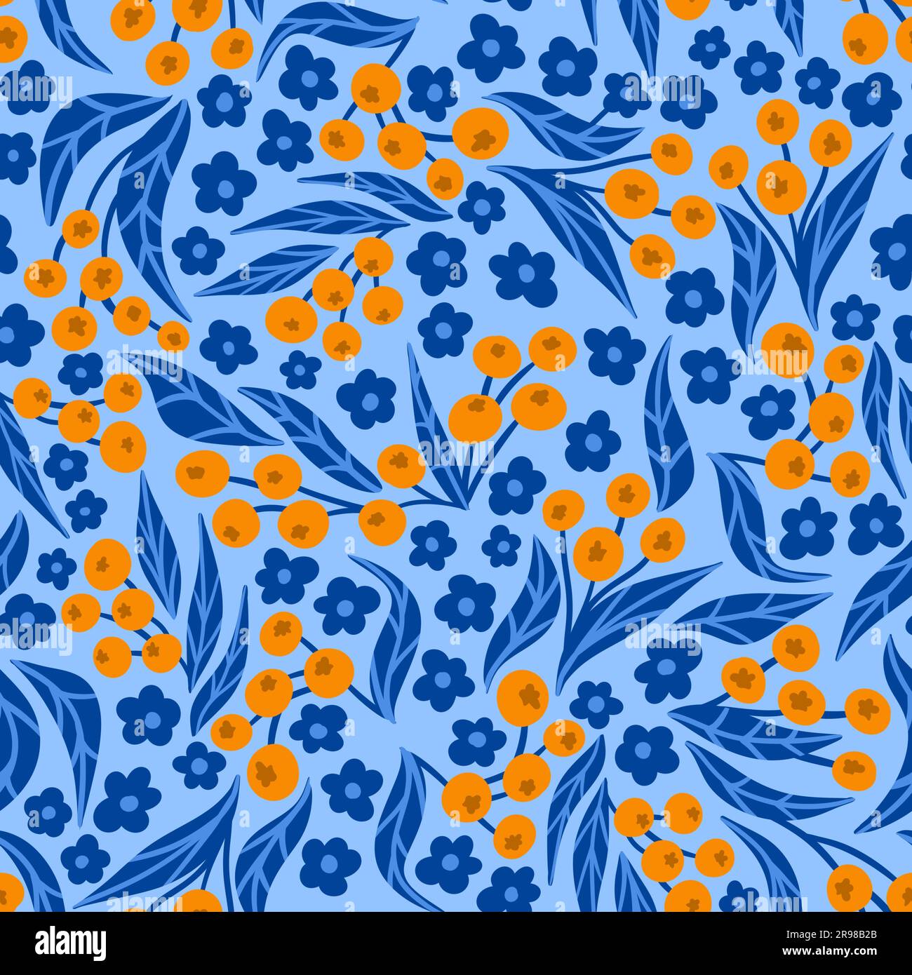 Blue and orange floral pattern hi-res stock photography and images - Alamy