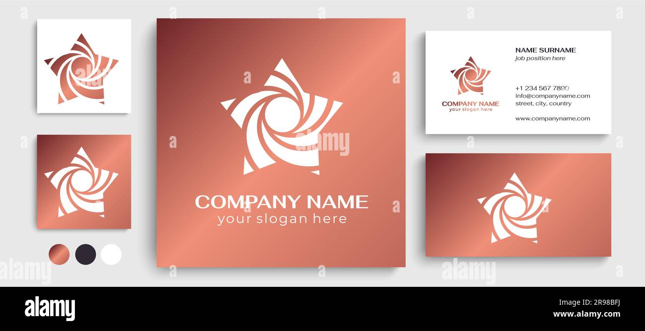 Spiral rays star logo. Curly elegant waves. Template to create a unique ...
