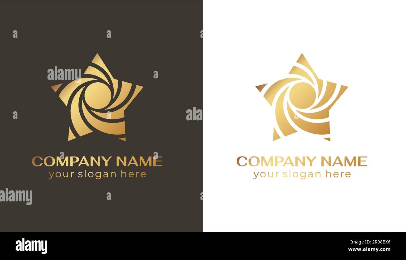 Spiral rays star logo. Curly elegant waves. Template to create a unique ...