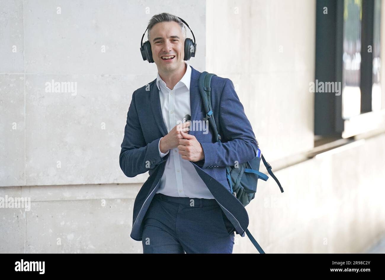 Luke Tryl arrives at BBC Broadcasting House in London, to appear on the ...