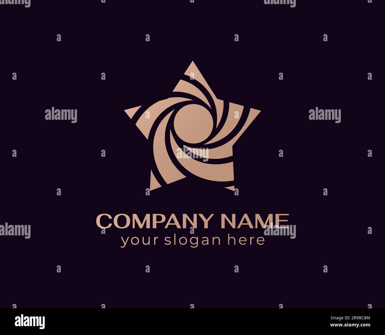 Spiral rays star logo. Curly elegant waves. Template to create a unique ...