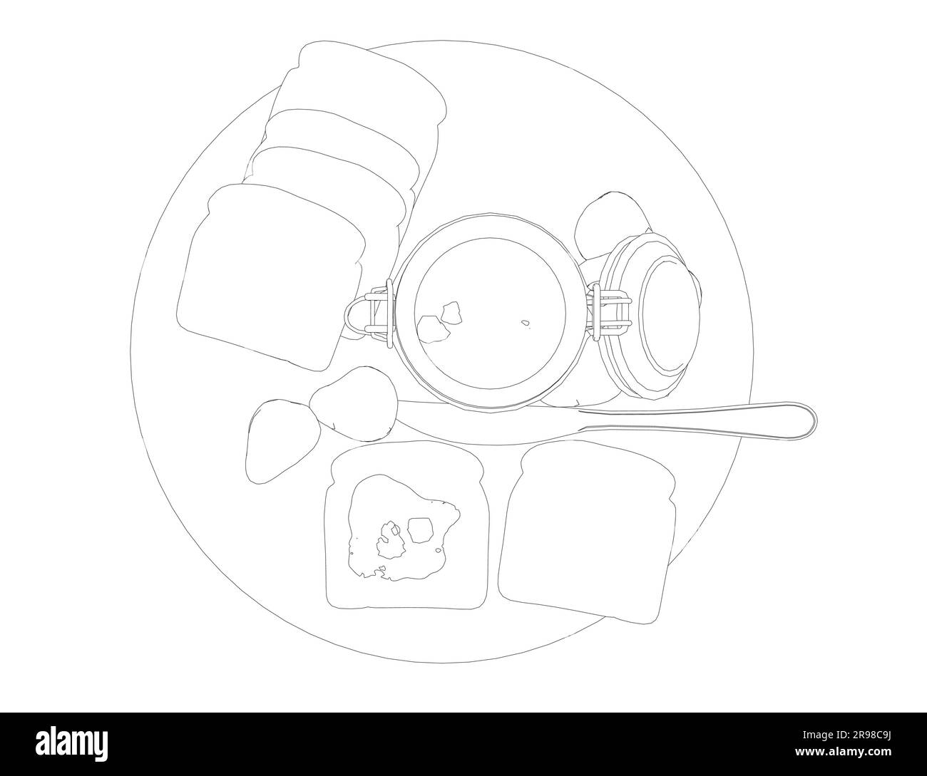 Outline healthy morning food and breakfast meals hand drawn with ...