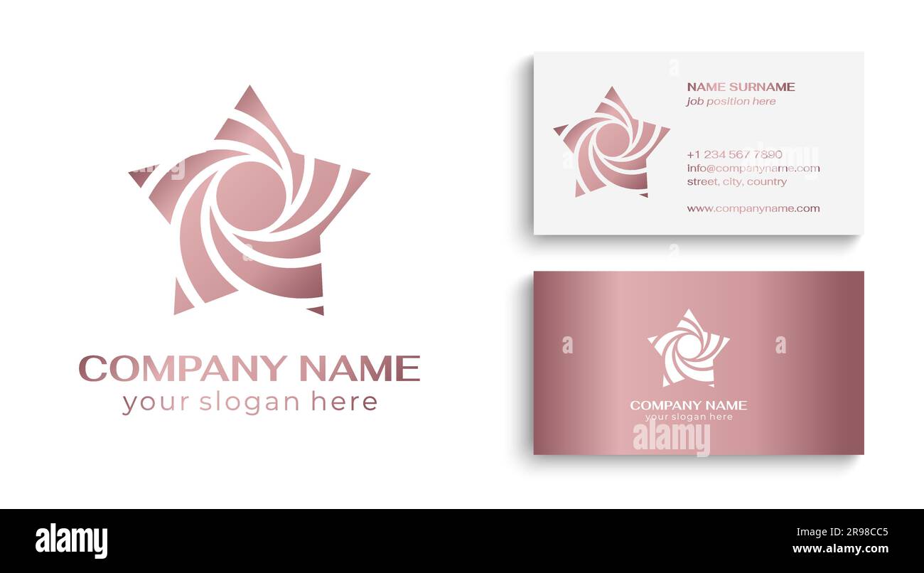 Spiral rays star logo. Curly elegant waves. Template to create a unique ...