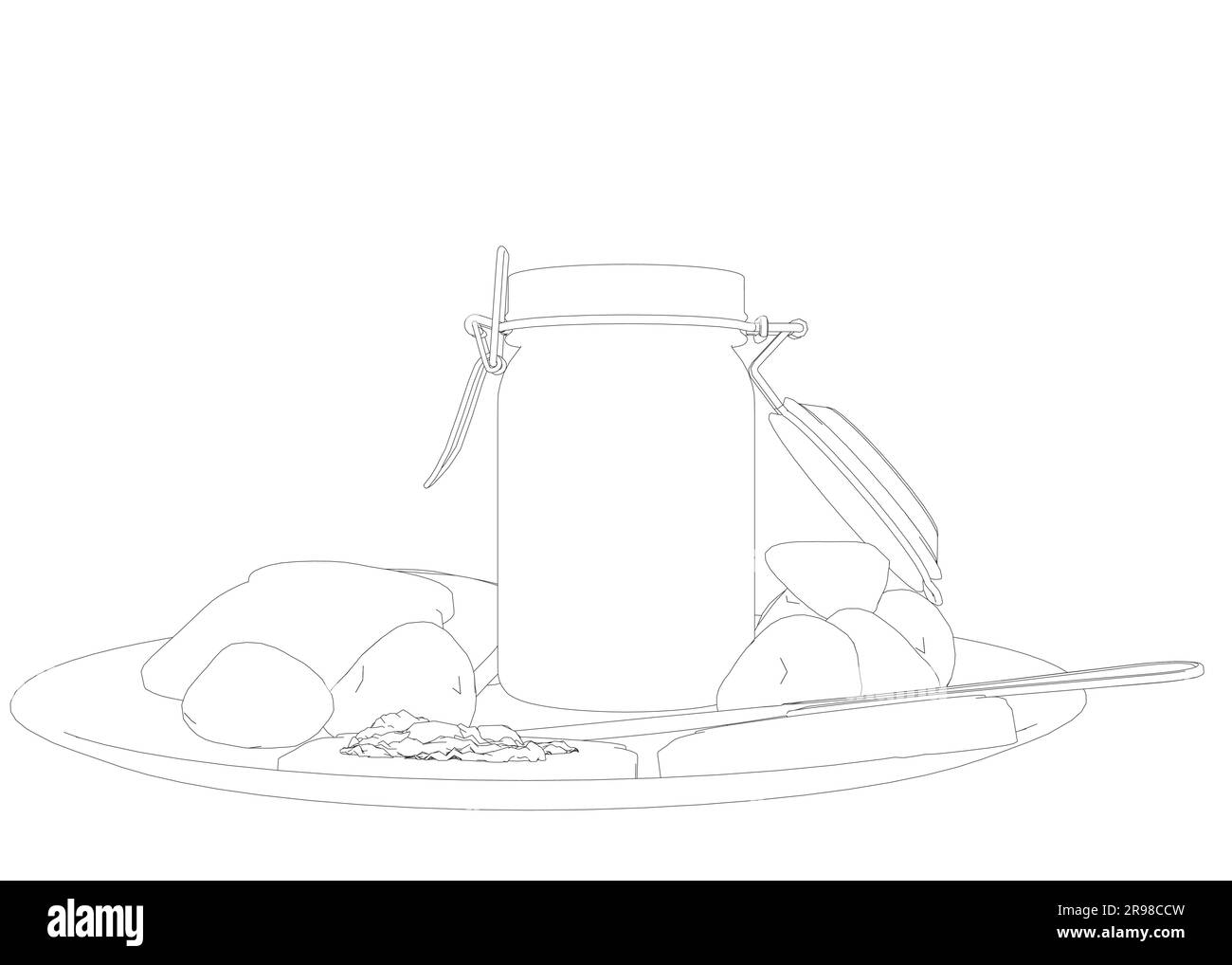 Outline healthy morning food and breakfast meals hand drawn with ...