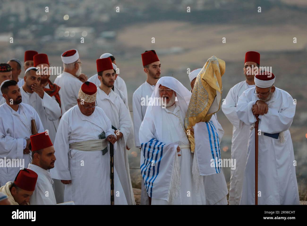 25 June 2023, Palestinian Territories, Nablus: Members of the Samaritan ...