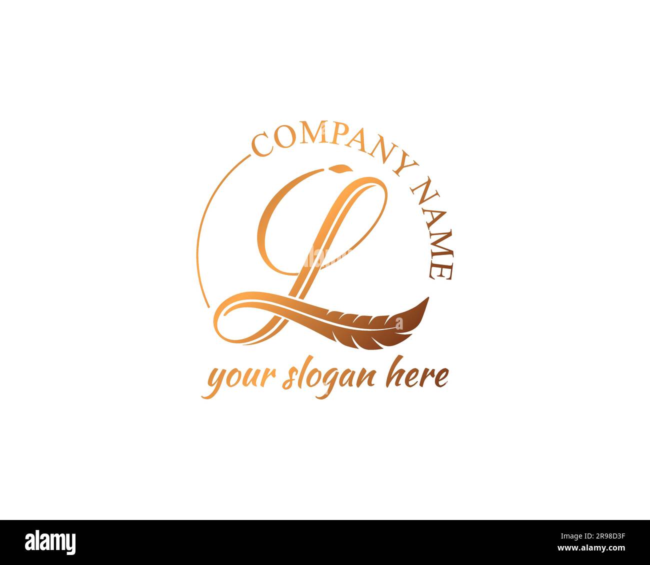 L logo. Letter with feather for writer, blog, newspaper. Personal ...