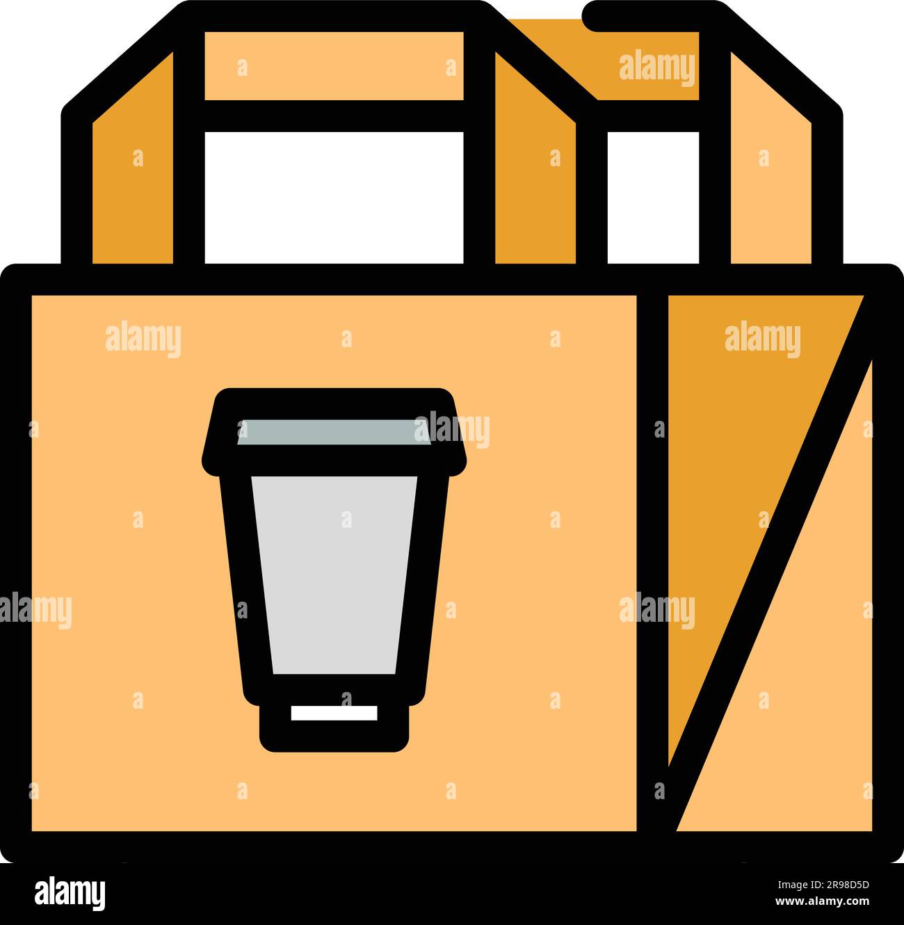Take away food paper bag icon. Outline Take away food paper bag vector ...