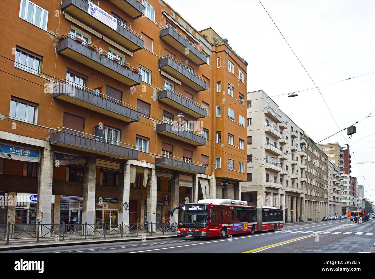 Gallery houses on Via Guglielmo Marconi in Bologna, Italy. November 13 ...