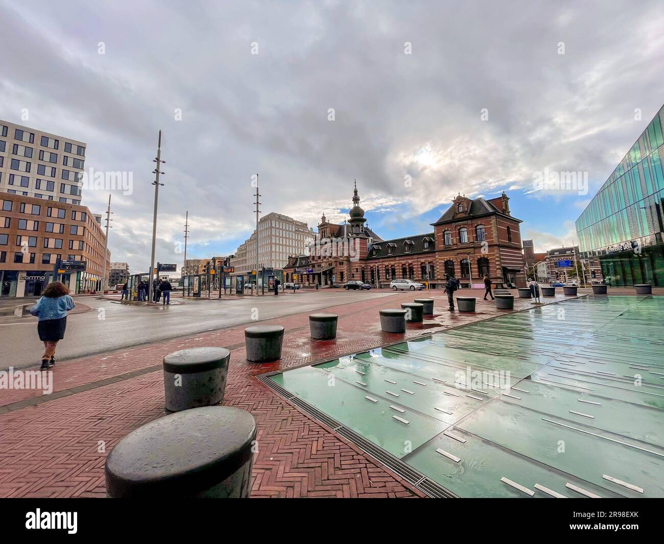 Rotterdam, NL - October 5, 2021: Trains and railways at Delft Central ...