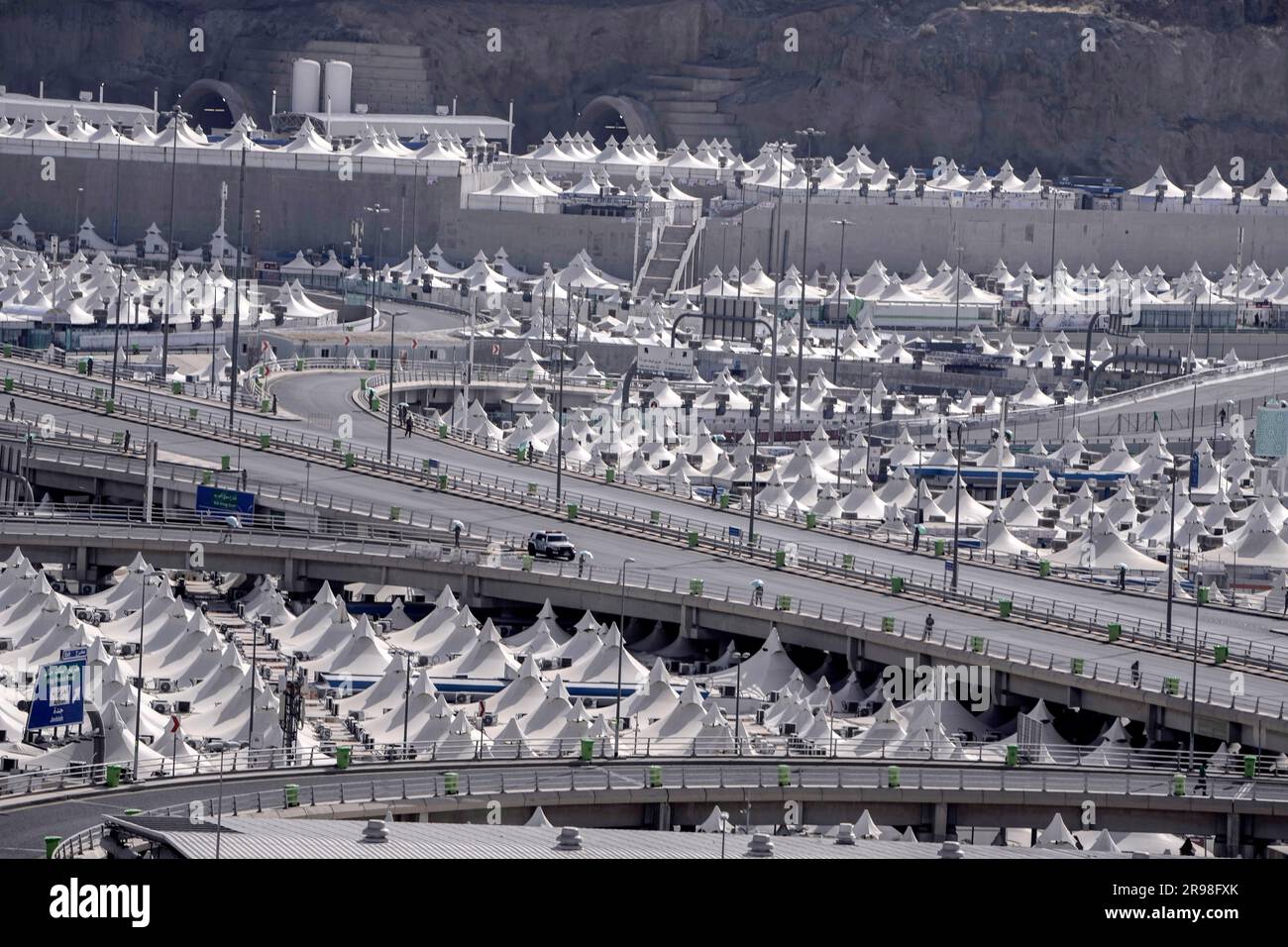 Tents for Muslim pilgrims fill the Mina tent camp a head of the Hajj ...