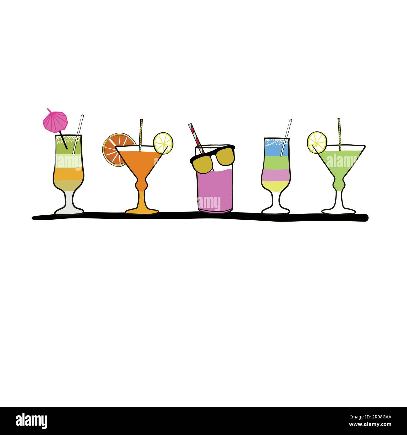 Summer Party greeting card with cocktail or drinks background Stock ...