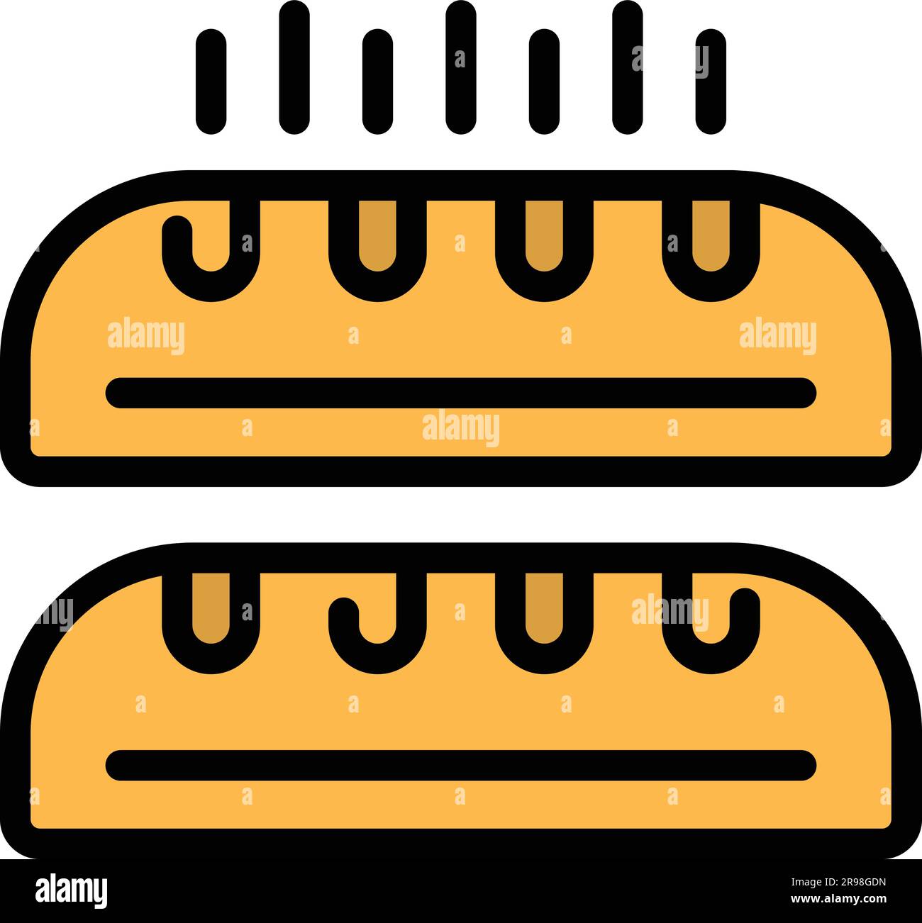 French bread icon outline vector. Baguette loaf. Breakfast bun color ...