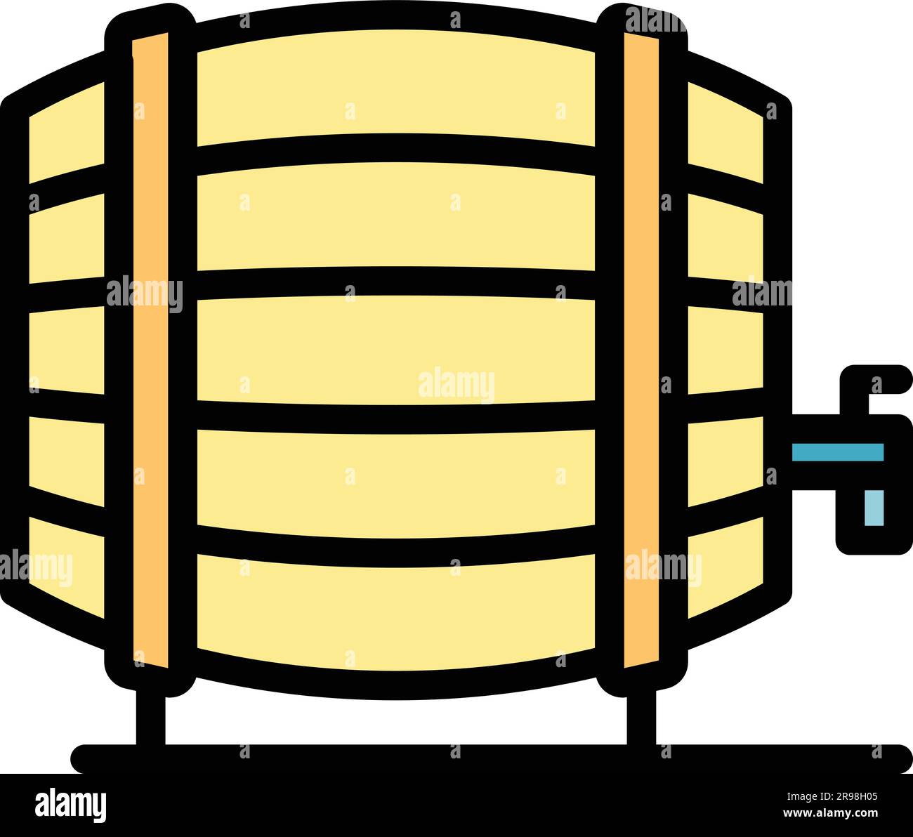 Wine barrel icon outline vector. Wooden beer. Cask whiskey color flat ...