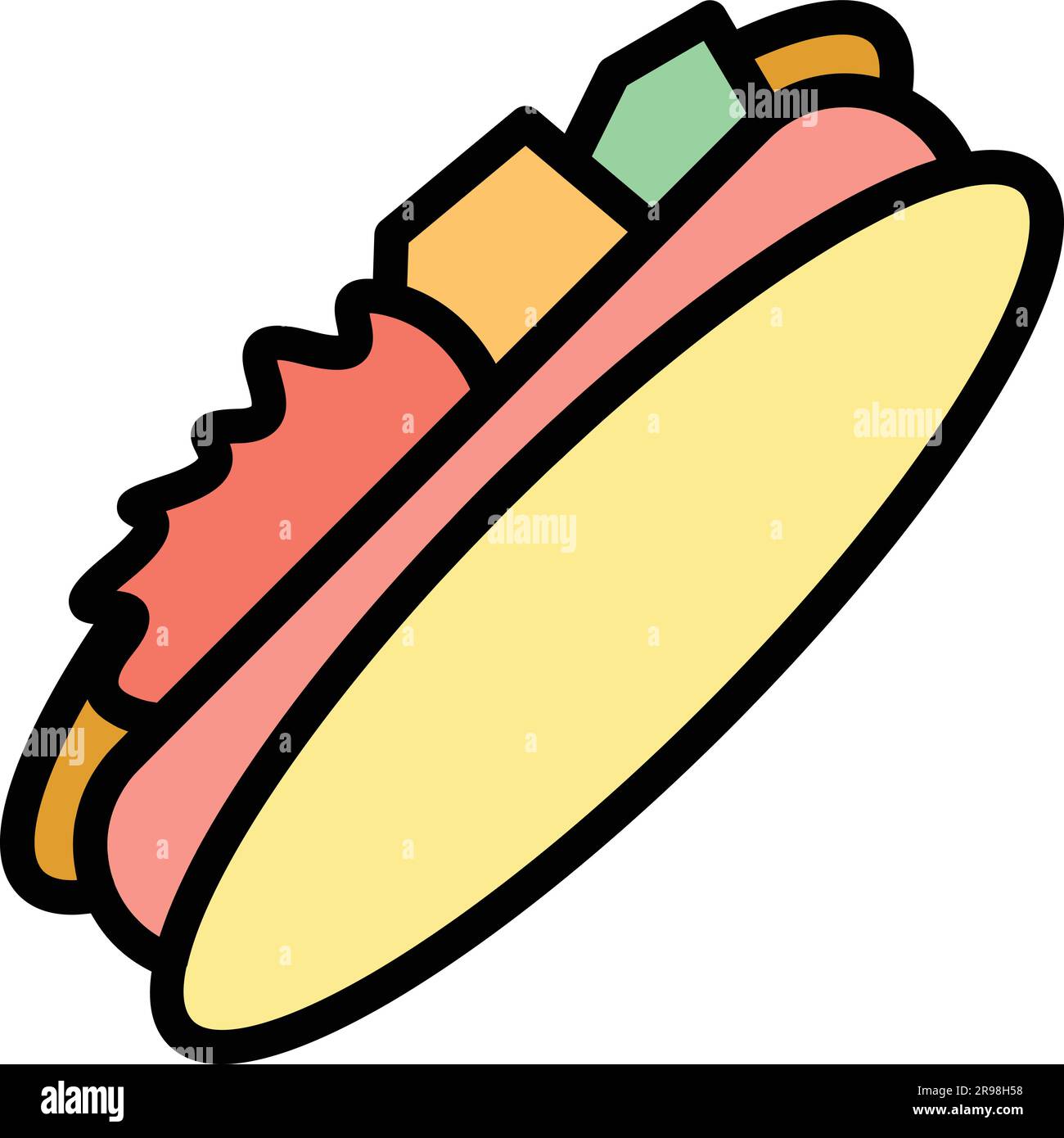 German hotdog icon outline vector. Beer sausage. Hot food color flat ...