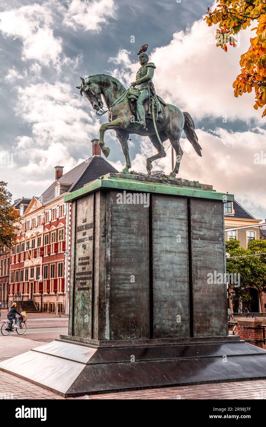 The Hague, Netherlands - October 7, 2021: Equestrian statue of King ...