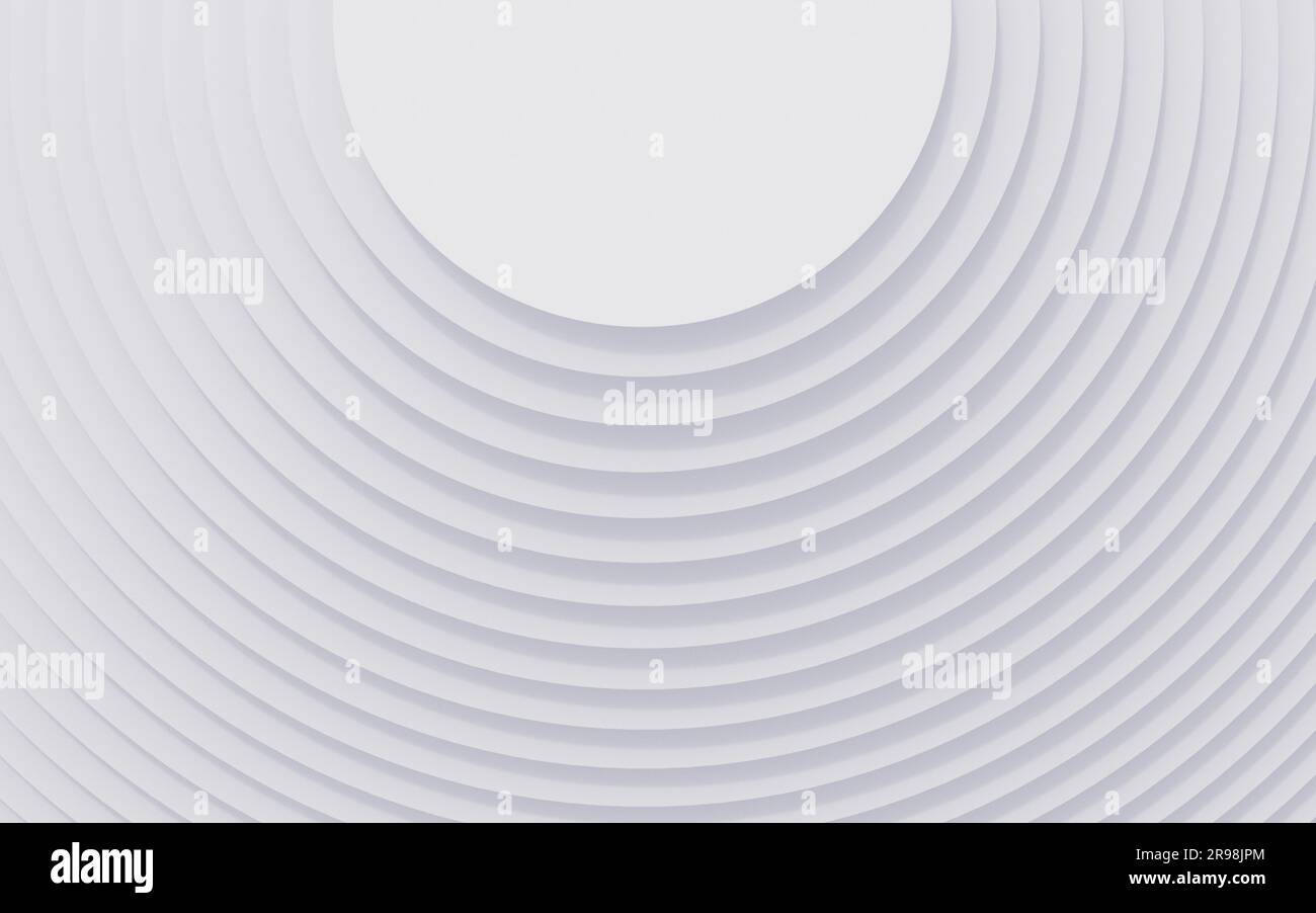 3d rendering. Abstract white geometric background, minimal round frame ...
