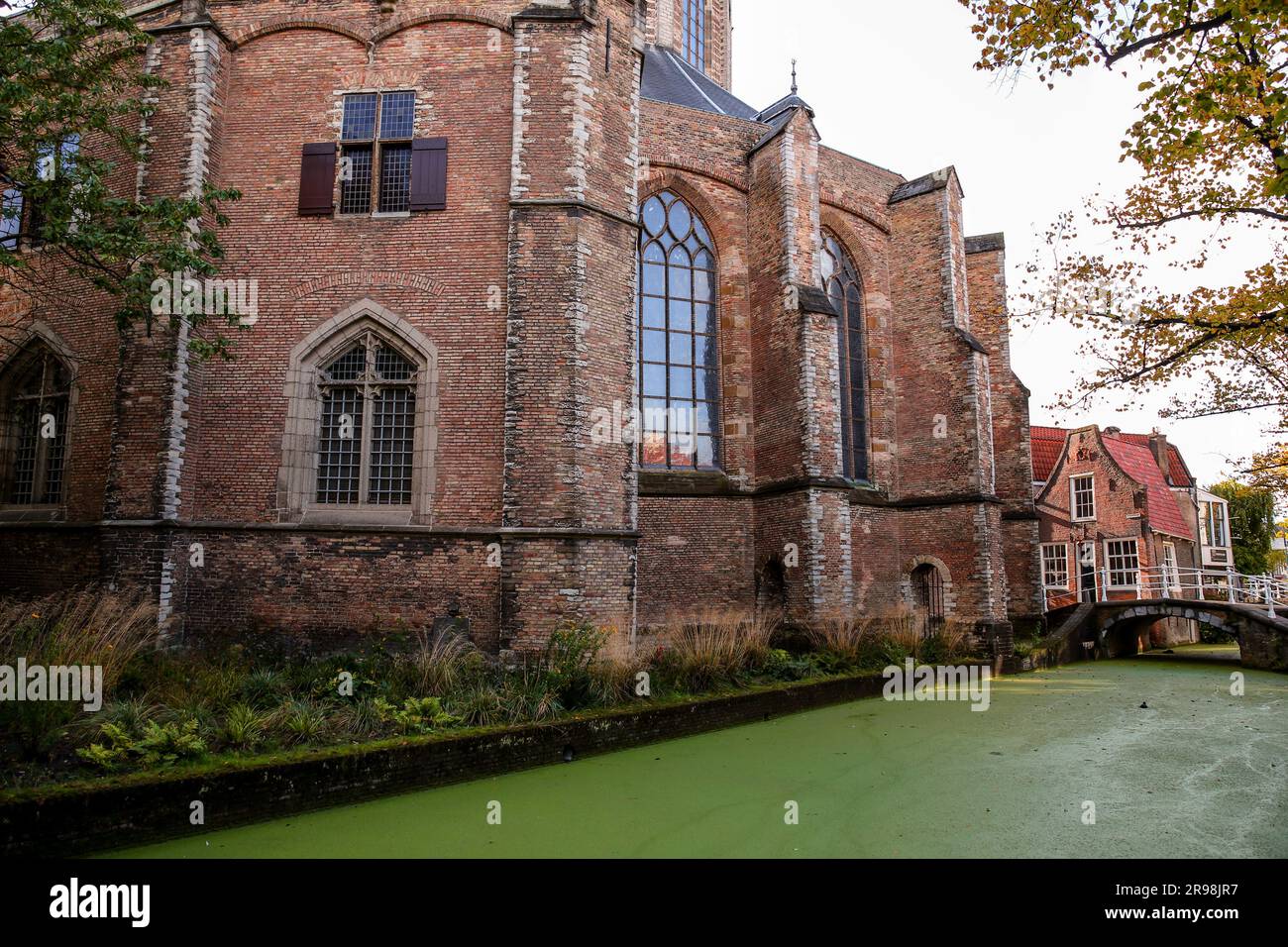 Street view and a scene from the canals in Delft, a beautiful small ...