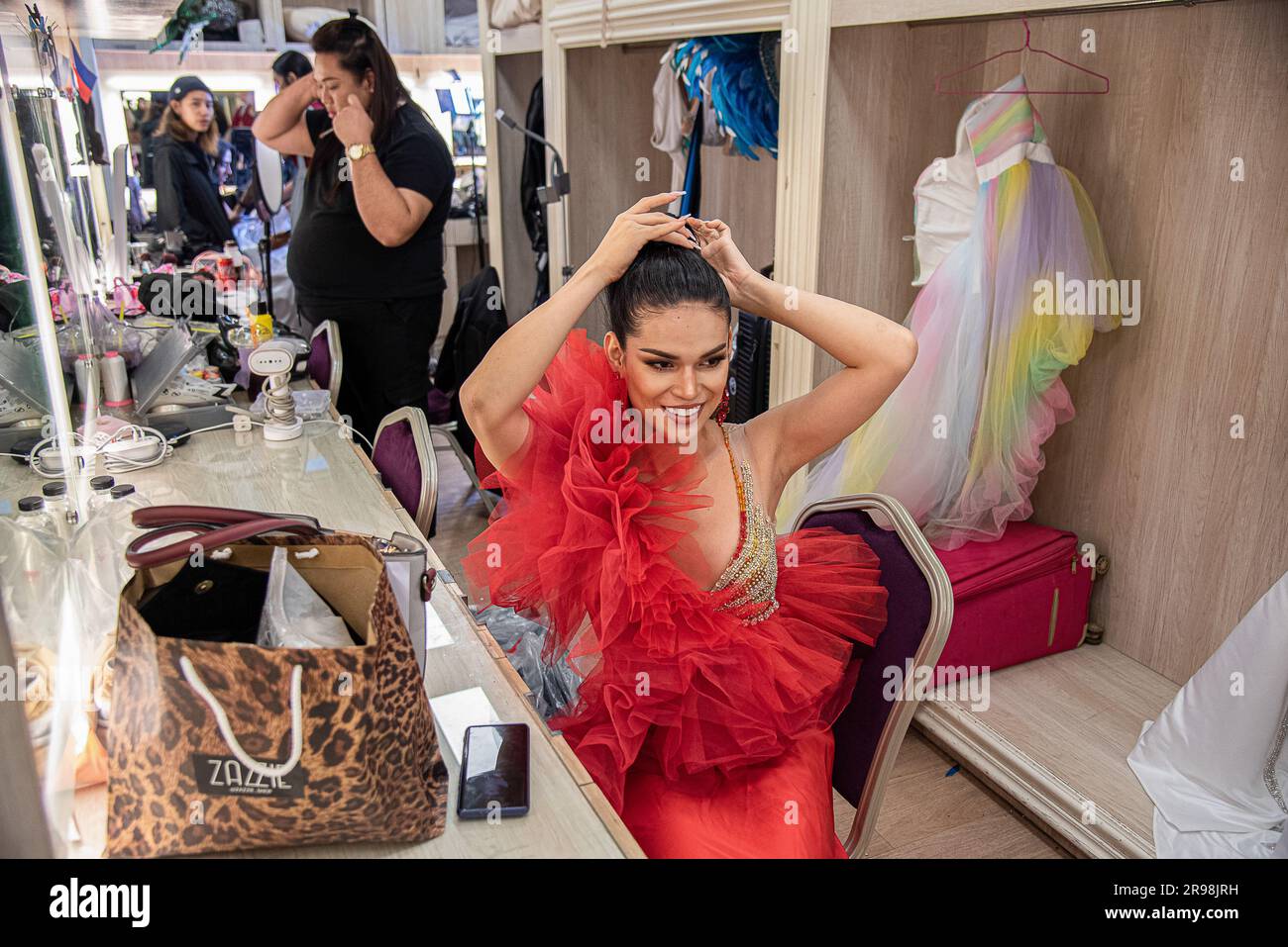 Pattaya, Thailand. 24th June, 2023. Luna Reategui, Miss Peru, prepares ...