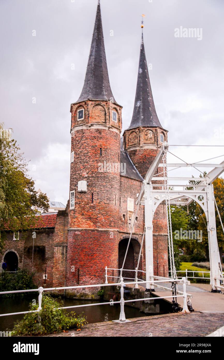 The Eastern Gate with ancient towers in Delft, a beautiful small city ...