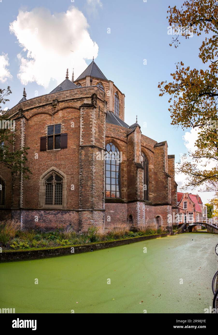 Street view and a scene from the canals in Delft, a beautiful small ...
