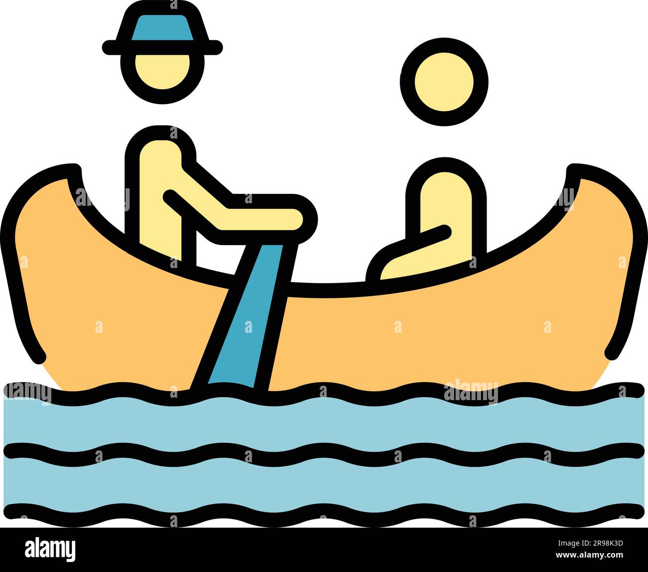 Venice gondolier icon outline vector. Gondola boat. Italian man color ...