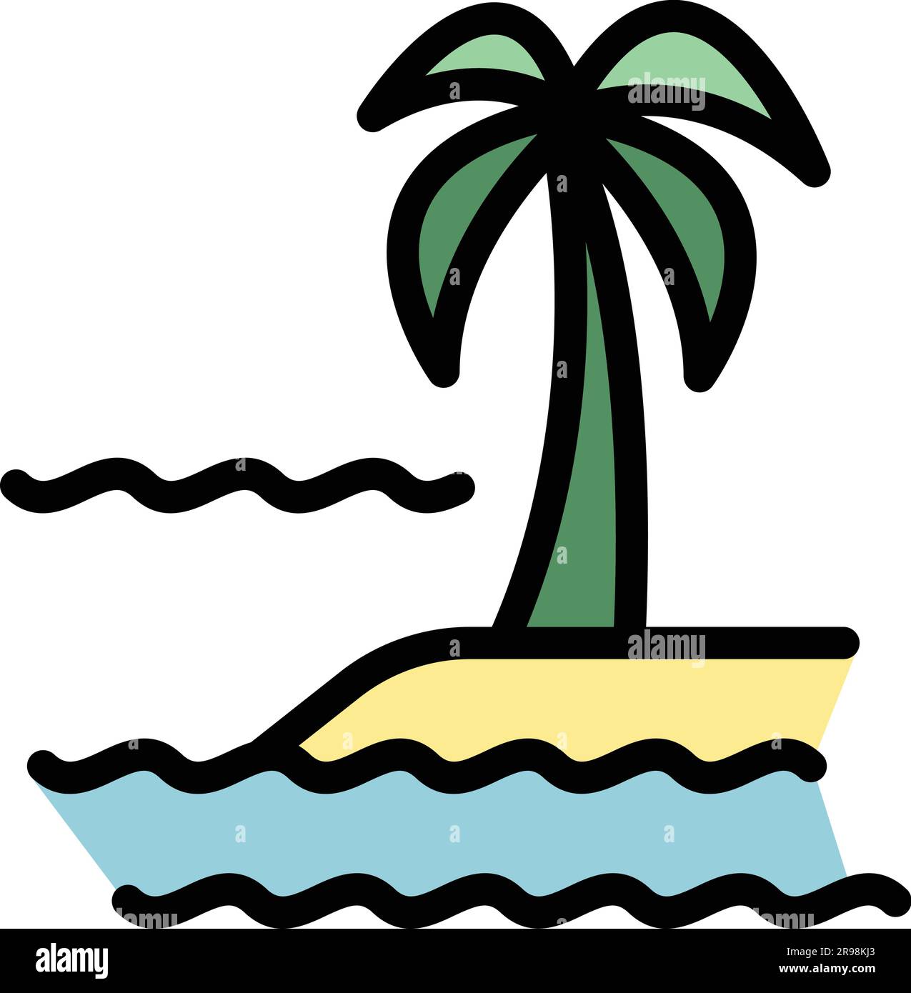 Island palm icon outline vector. Summer beach palm. Coconut tree color ...