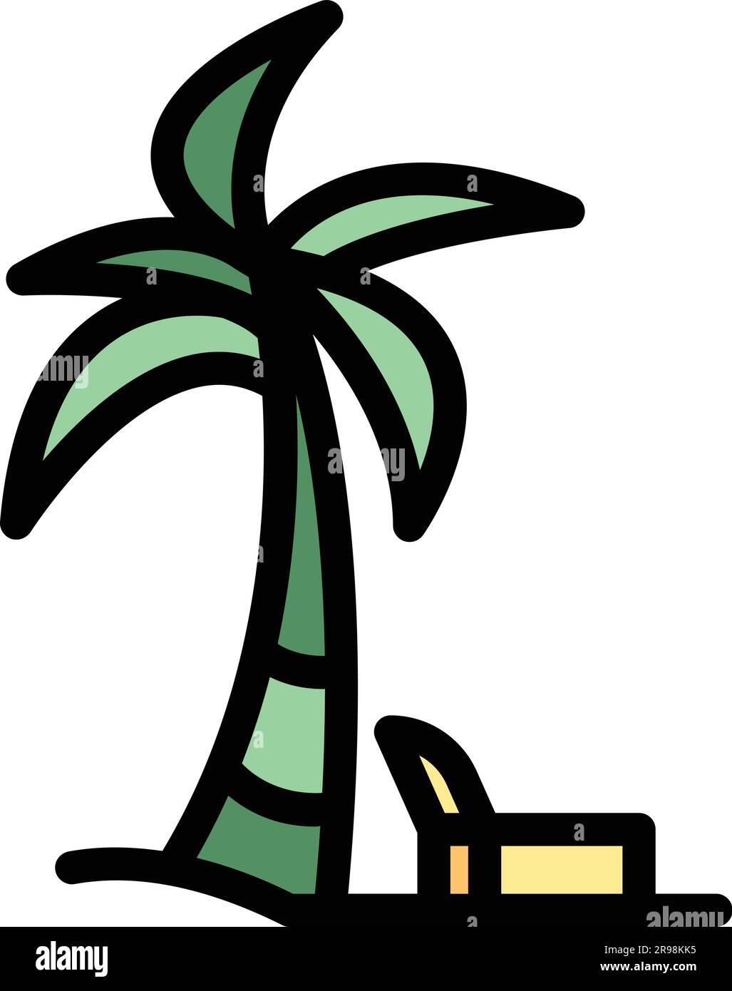 Beach palm icon outline vector. Summer coconut tree. Tropical leaf palm ...