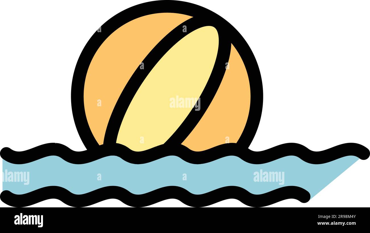 Beach ball icon outline vector. Summer water toy. Inflatable pool ...